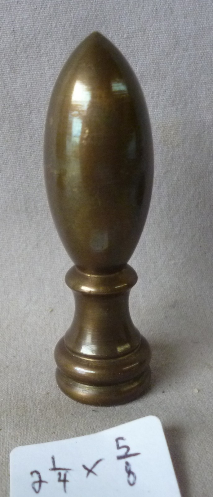 Lamp Finial Nice Old Patina Brass 2 1/4"high x 5/8" d bullet shape (per ...