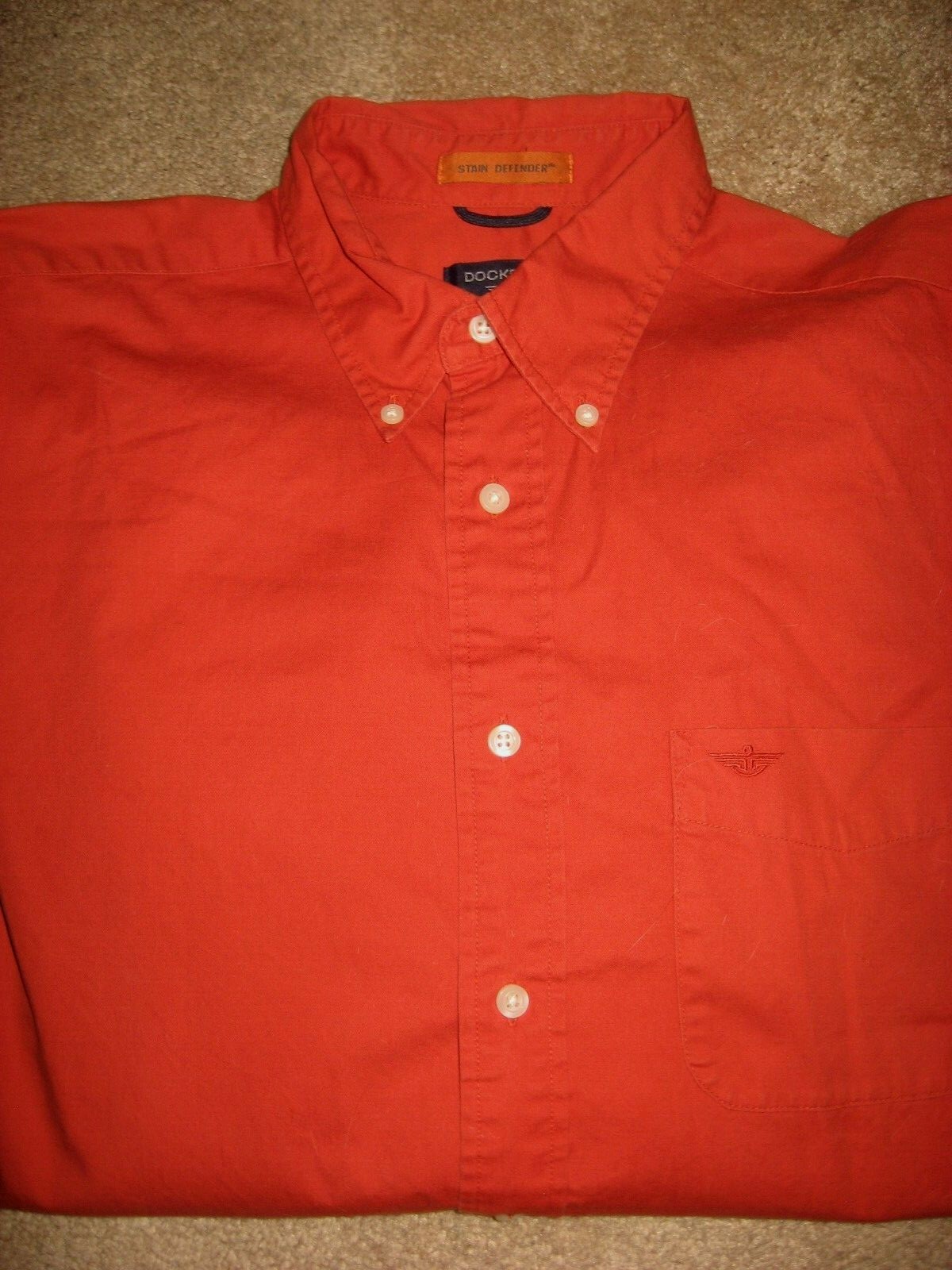 Mens Red Rust DOCKERS Stain Defender Long Sleeve Shirt Medium | eBay