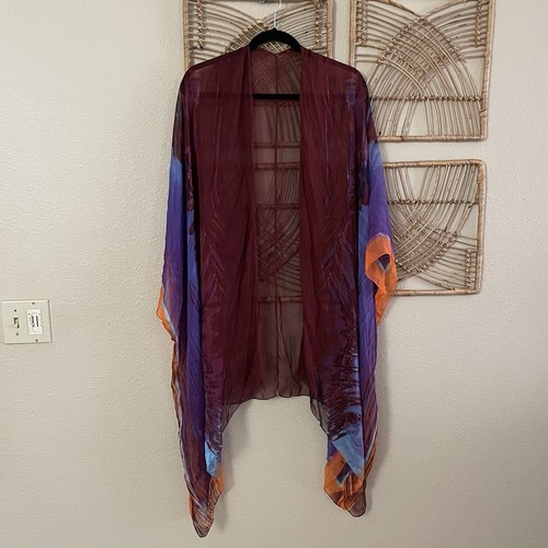 Cocoon House Silk Kimono Sheer Cover Up Topper Art To Wear Artsy One ...