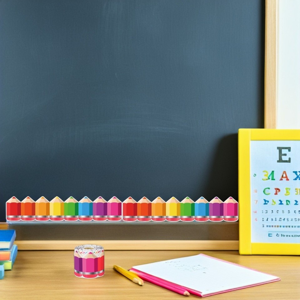4 Rolls Simulated Pencil Border Stickers Bulletin Board for Classroom ...