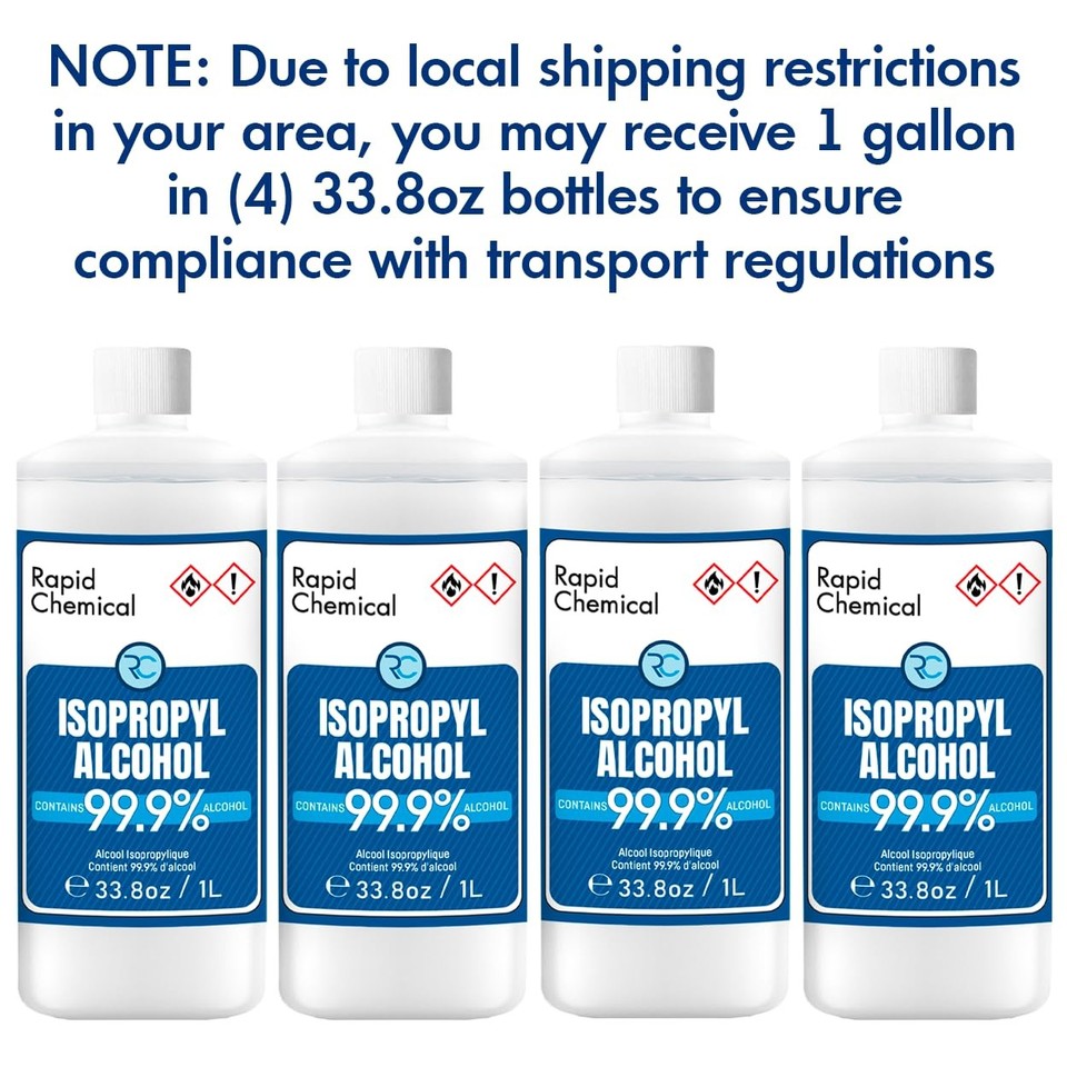 99% Isopropyl Alcohol - USP Grade - 99 Percent IPA Alcohol - 4 Pack 33. ...