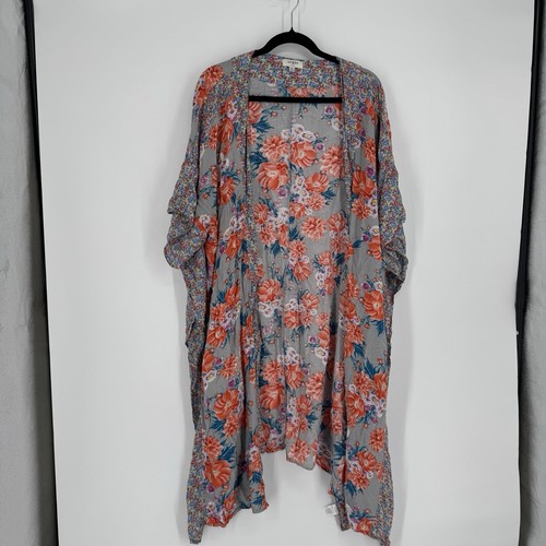 Umgee kimono medium/large floral flowy chiffon relaxed swim cover up ...