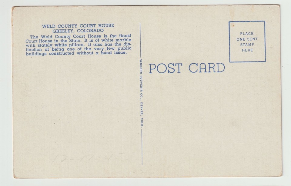 Unused Postcard Weld County Court House Greeley Colorado CO | eBay