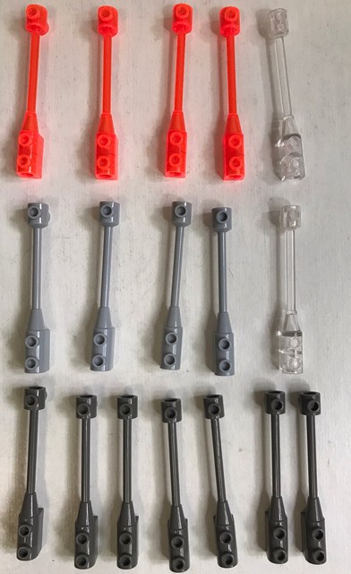 17 Lego Bar 1 x 8 with Brick 1 x 2 Curved Top End 30359 Lt Gray Orange ...