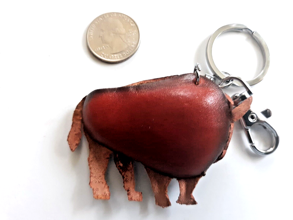 Hand Crafted Leather Buffalo Key Ring Purse Charm New In Package | eBay