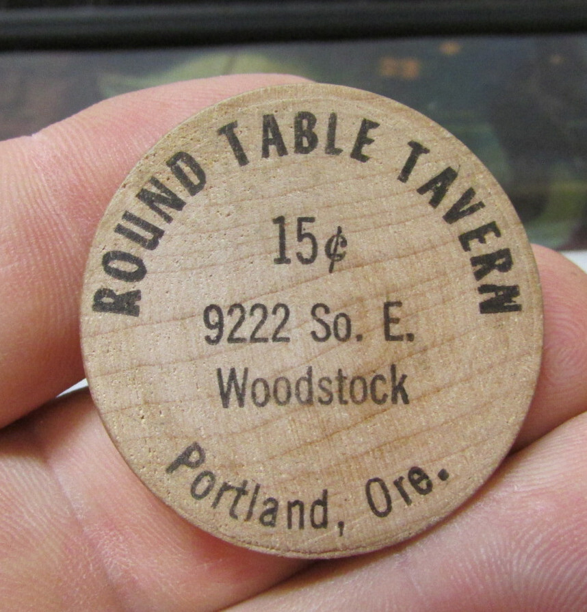 wood nickel Oregon Centennial Round table tavern token, wooden nickel ...