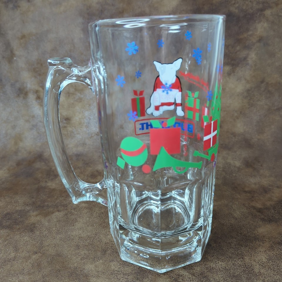 Bud Light Spuds Mackenzie GLASS Beer STEIN Mug Vintage 1987 8" Chistmas ...