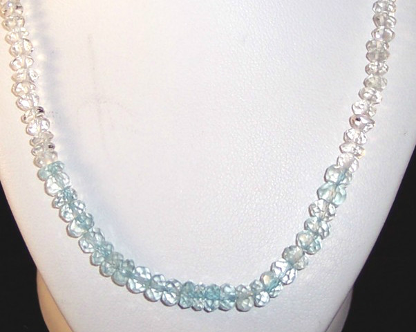 White & Blue TOPAZ 4.3-4.9m strand necklace 17-19" sterling silver ...