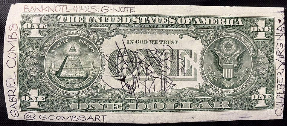 ballpoint pen ink drawing on dollar bill banknote money hypnotic pop ...