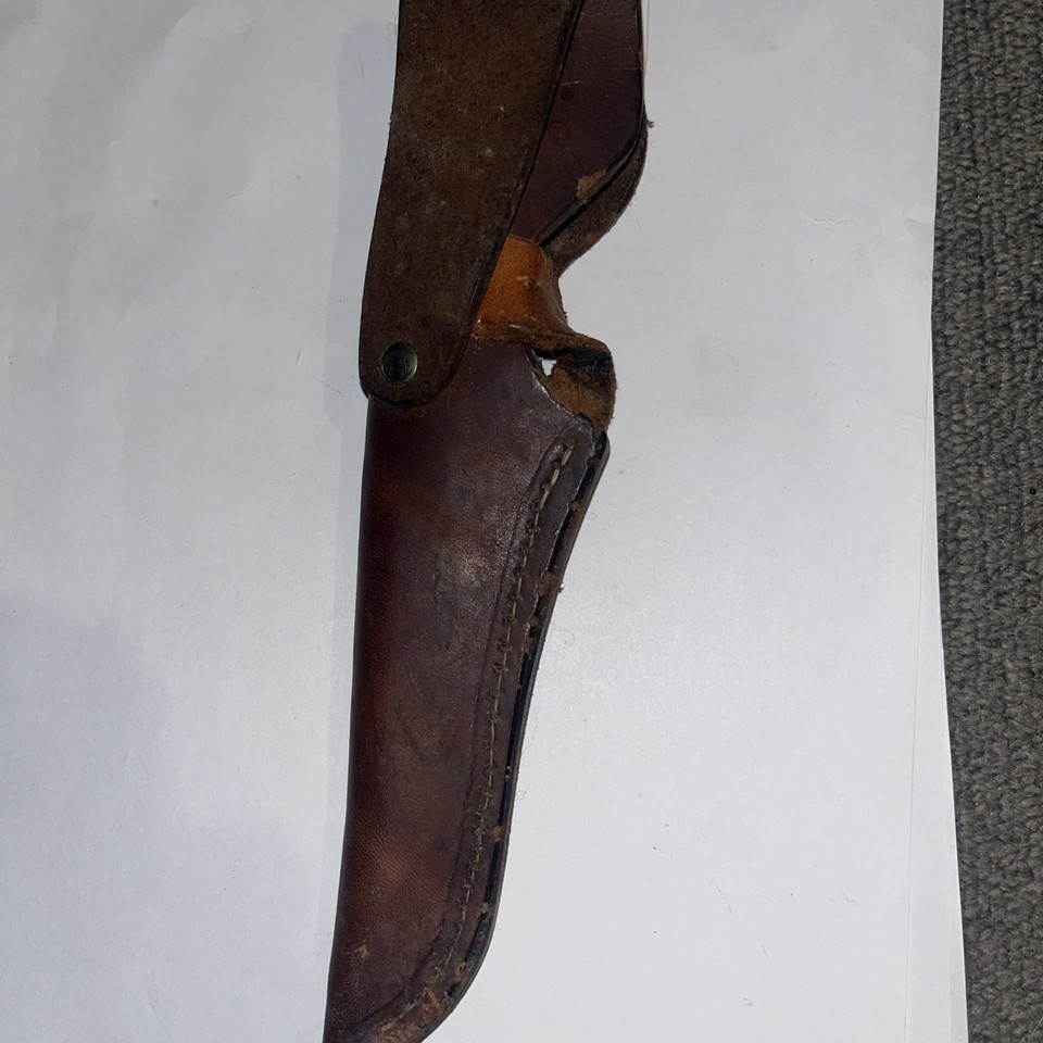 Rare Vtg Paul Rimpler Hunting Fixed Blade Knife w Leather Sheath bone ...