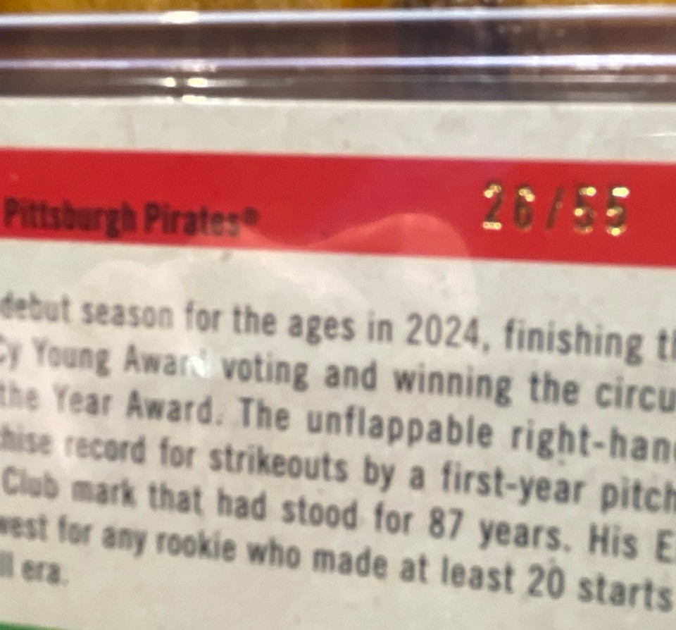Paul Skenes Topps Chrome Platinum 2025 Parallel Serial Numbered /55 ...
