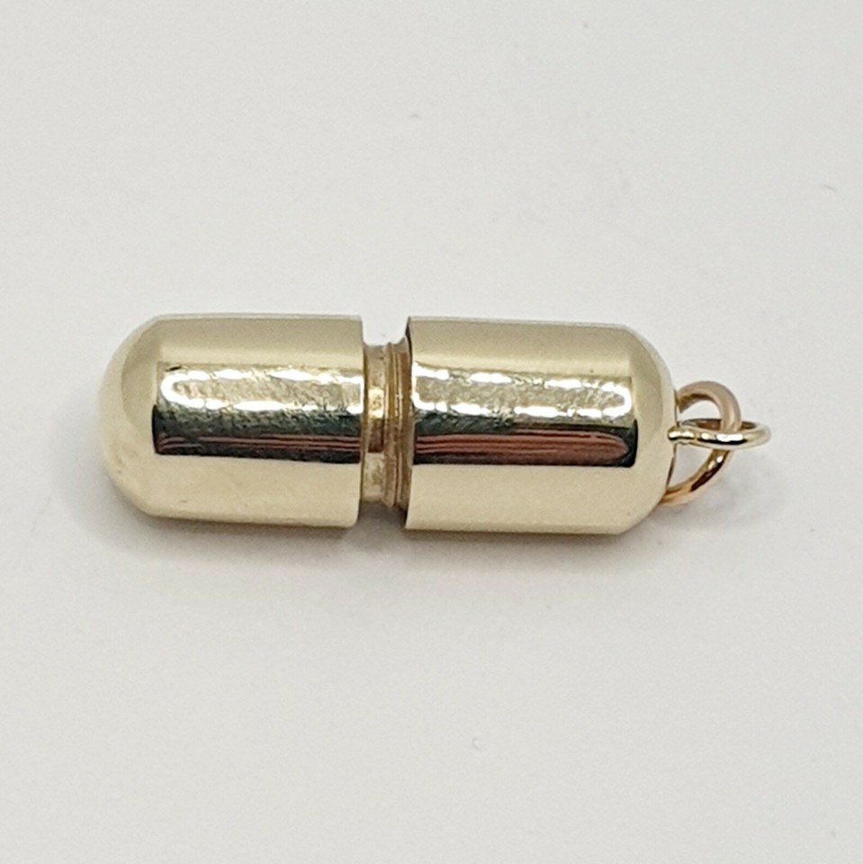 9ct Yellow Gold Pill Box / Snuff Box- Pill-shaped box Screw thread ...