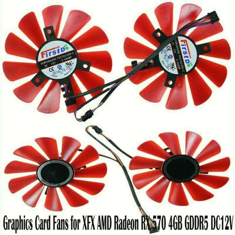 Pair 85mm Graphics Card Fan for XFX AMD Radeon RX 570 4GB GDDR5 ...