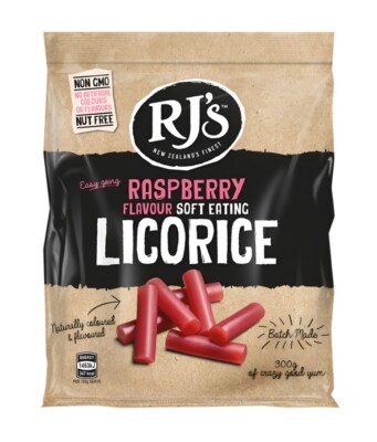 RJ Licorice | Natural Soft Eating Raspberry Licorice 300g | 1 x 300g ...