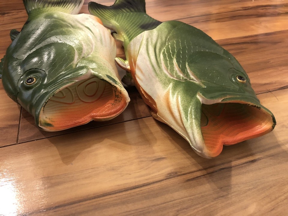Coddies Fish Flip Flops The Original Fish Slippers Green Bass 46/47 EU ...