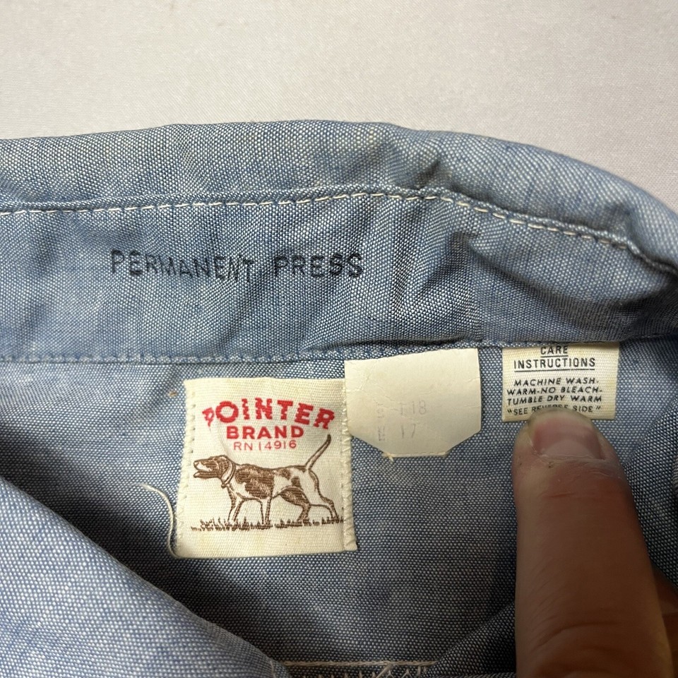 Vintage Pointer Brand Patchwork Button Up Chambray Shirt size 50 | eBay