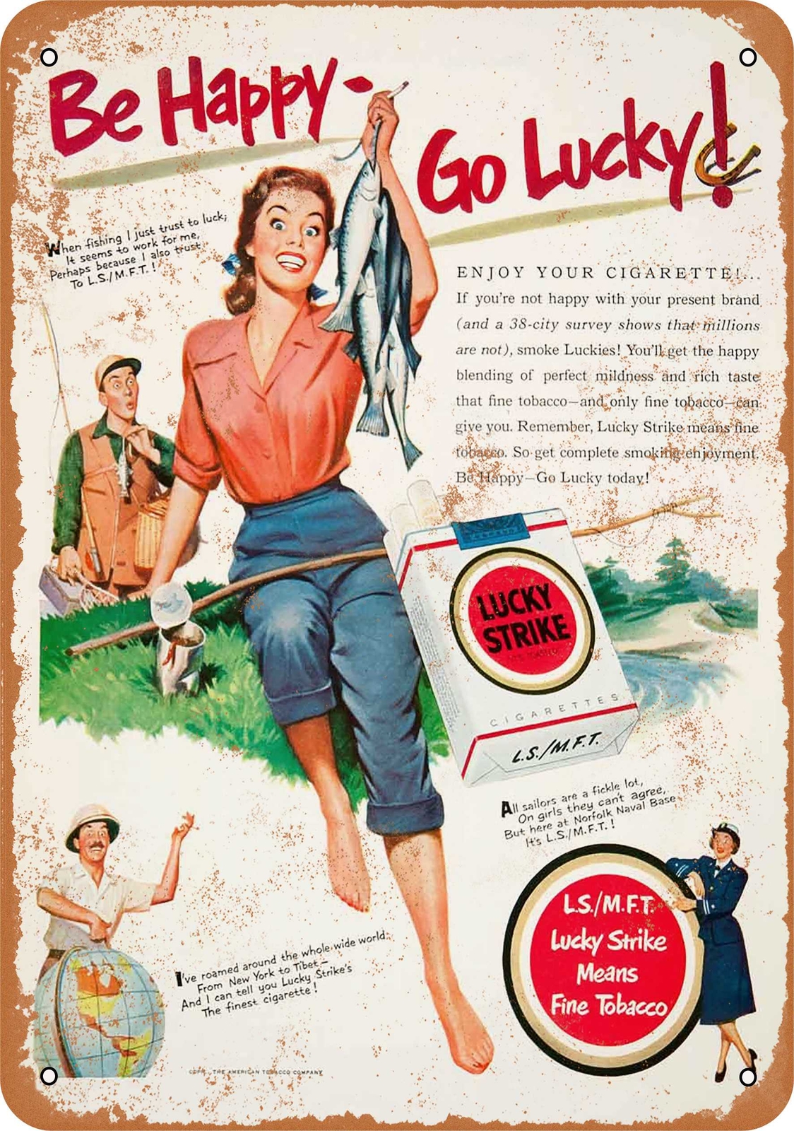 METAL SIGN - 1951 Lucky Strike Cigarettes - Vintage Look Reproduction ...