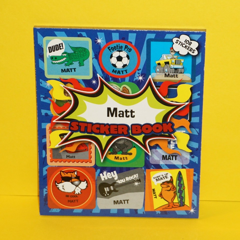 Stick N Mix Sticker Book Personalized Choose Name Boy Girls Fun & Funky ...