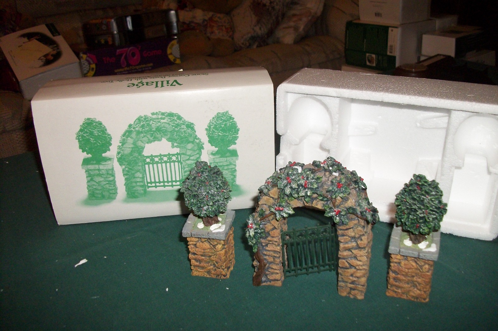 Department 56 Stone Corner Posts with Holly Tree and Stone Archway | eBay