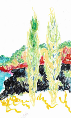 1966 Alexandra Merker New Jersey near Turnpike Landscape Painting | eBay