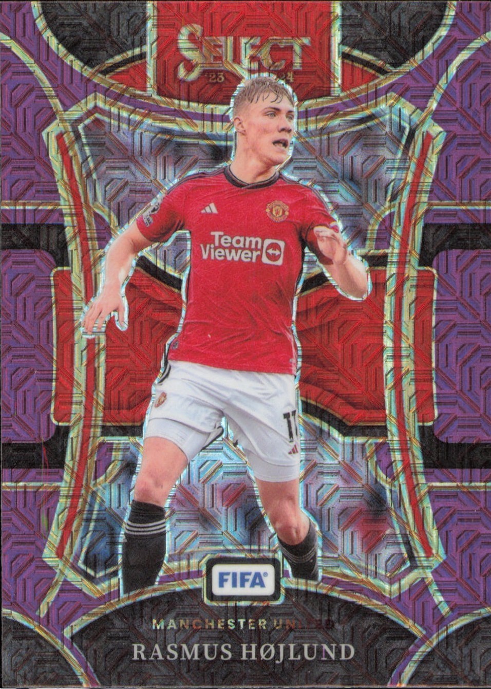 2023-24 Panini Select FIFA - Mezzanine Rasmus Hojlund #115 Purple Mojo ...