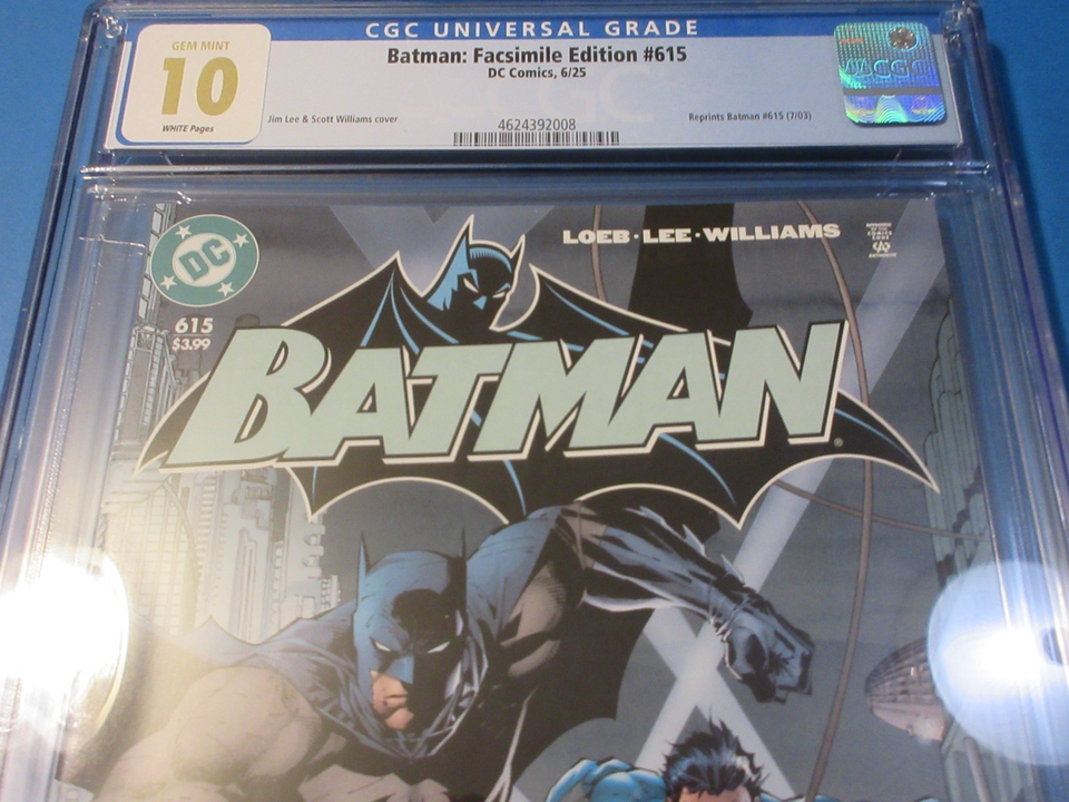 Batman #615 Facsimile Reprint Foil Jim Lee CGC 10.0 Gem Mint not 9.8 ...