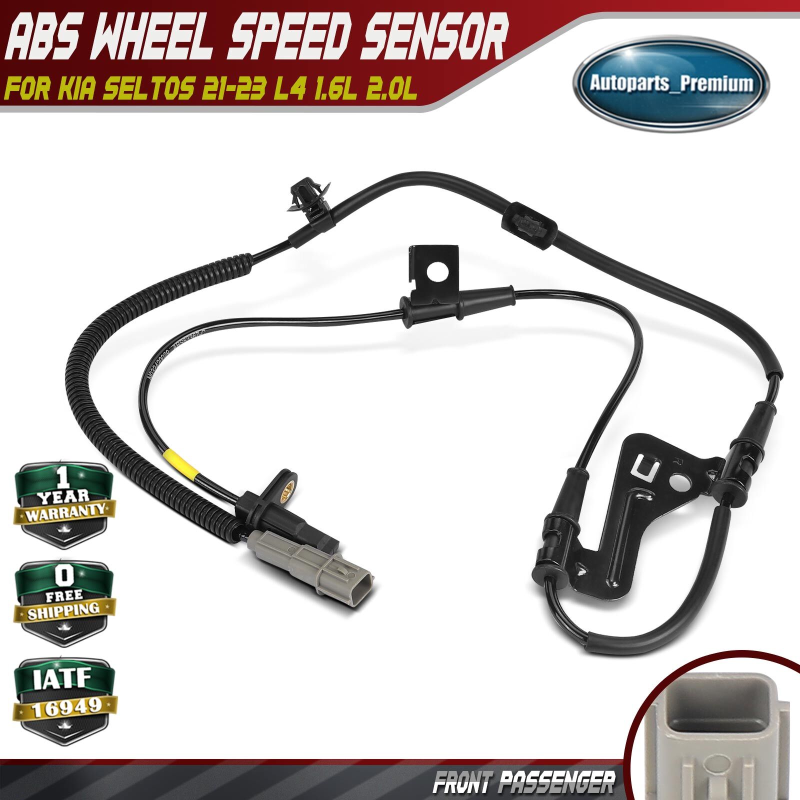 Front Passenger Right ABS Wheel Speed Sensor for Kia Seltos 21-23 L4 1 ...