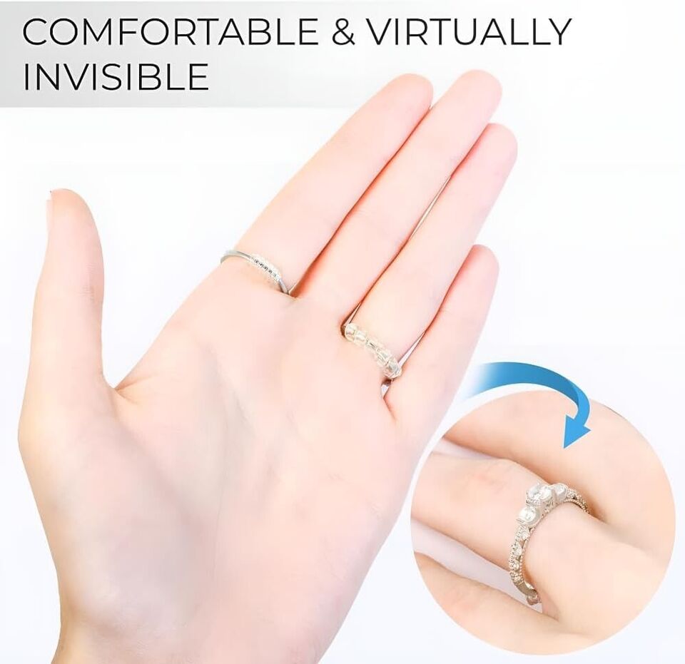 12Pcs Ring Size Adjuster Invisible Clear Ring Sizer Jewelry Fit Reducer ...