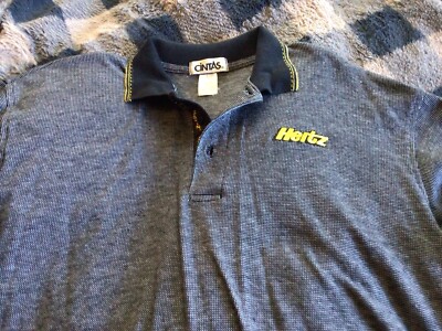 Men’s Hertz Rent-a-Car Shirt XL Employee Polo Uniform Blue Yellow Logo ...