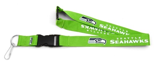 NFL Seattle Seahawks Bright Green Blue Lanyard Key Chain Detachable ...