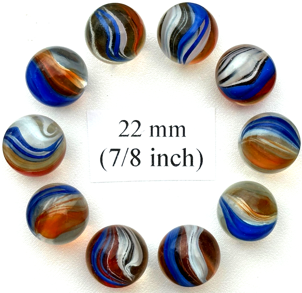 RED WHITE BLUE Cats Eye Cat Eyes Glass Marbles 22mm (7/8 inch) SHOOTER ...
