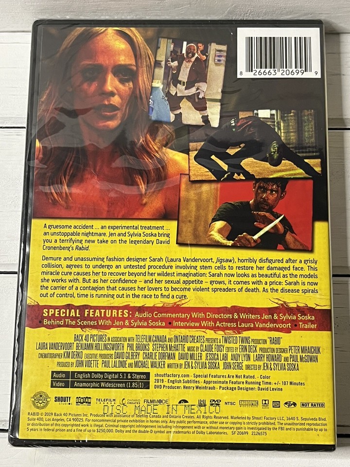 Rabid (DVD, 2019, WS, Region 1). The Soska Sisters. Scream Factory. NEW ...