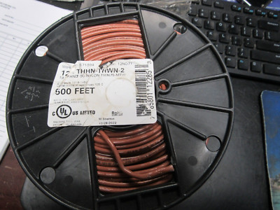 ALAN WIRE 12 AWG STR BROWN THHN/THWN 600V 500' MACHINE TOOL WIRE (NEW ...