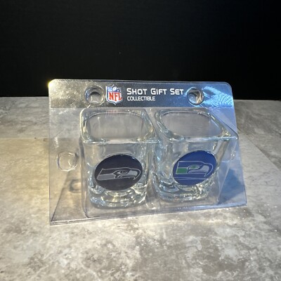 Seattle Seahawks Collectible Shot Glasses Set of 2 NFL Square Glass ...