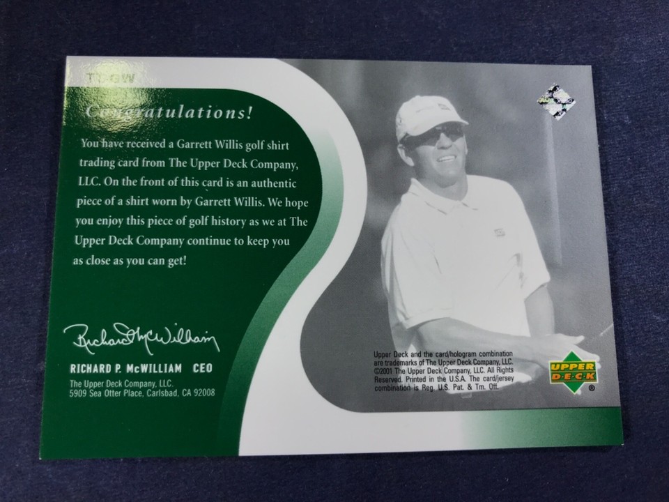 S3-36 GOLF CARD - GARRETT WILLIS - TOUR THREADS - 2001 UPPER DECK - TT ...
