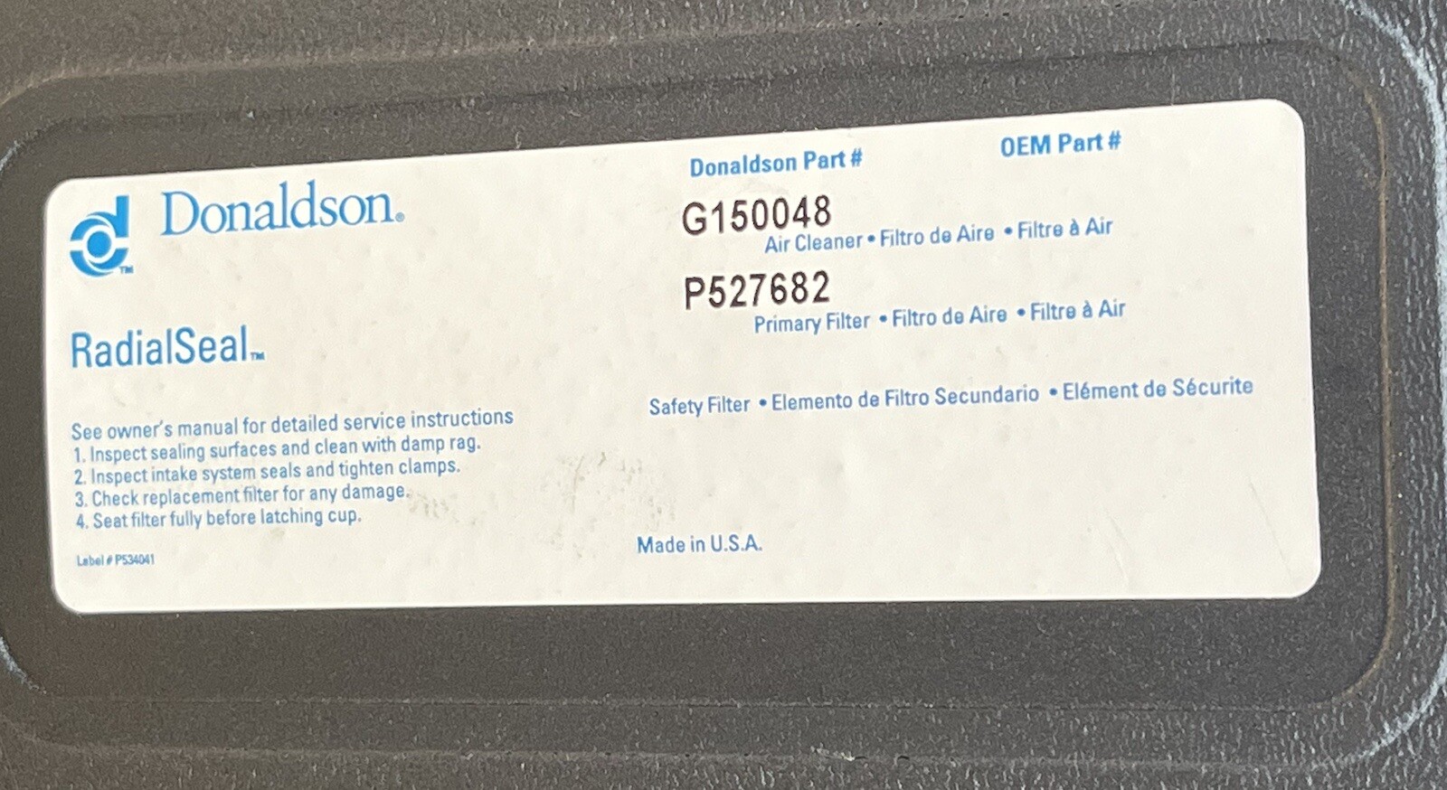 Donaldson filter air cleaner G150048 | eBay
