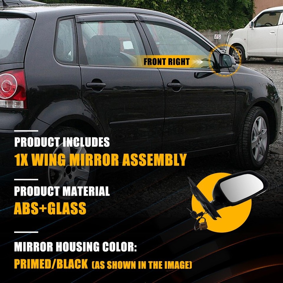 1x Right Driver Side Door Wing Mirror Manual Cable for VW Polo Mk4 9N3 ...