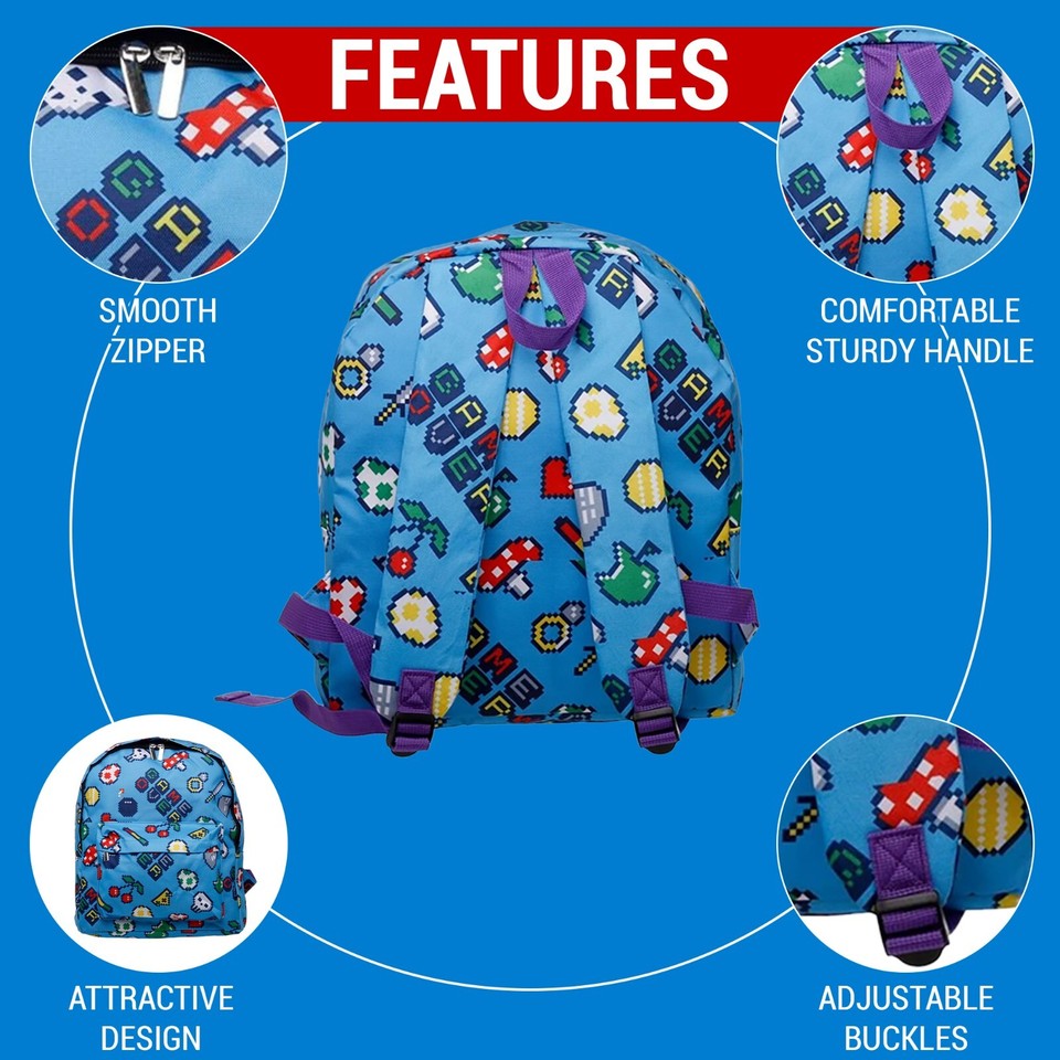 Game Over Backpack Bag Rusksack VidoeGamer School Sports Travel Retro ...