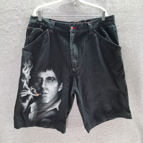 Scarface Men Shorts 38 Black Denim Graphic Al Pacino … - Gem
