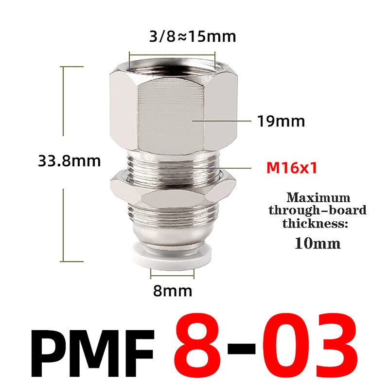 Bulkhead Connector Female Thread Pneumatic Push In Fittings Air Water ...
