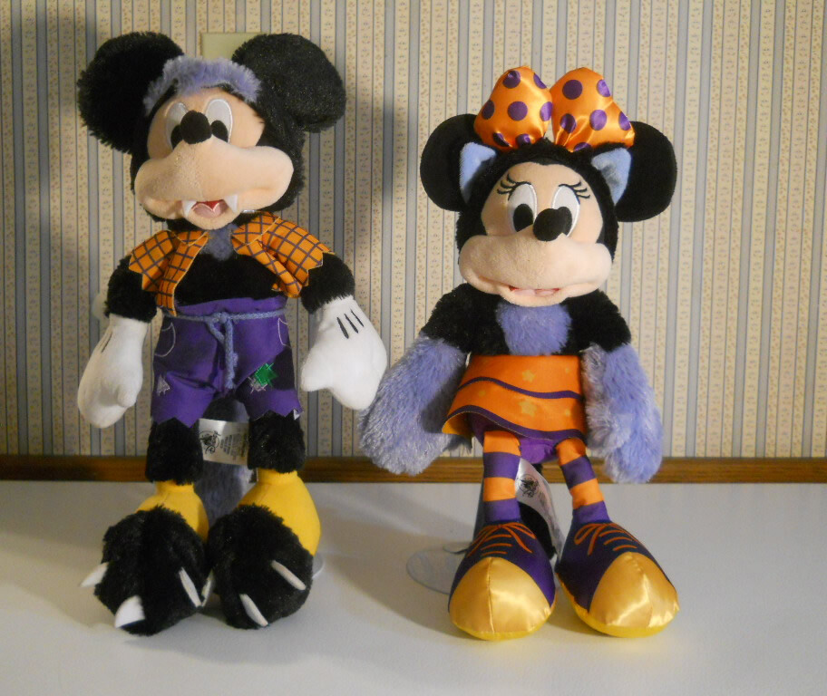 Disney Store Mickey & Minnie Halloween WEREWOLVES plush 16" lot of 2 ...