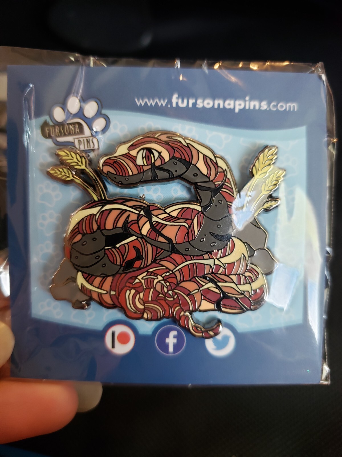 Fursona Pins fursonapins enamel pin grass snake red black 1.5" monthly ...
