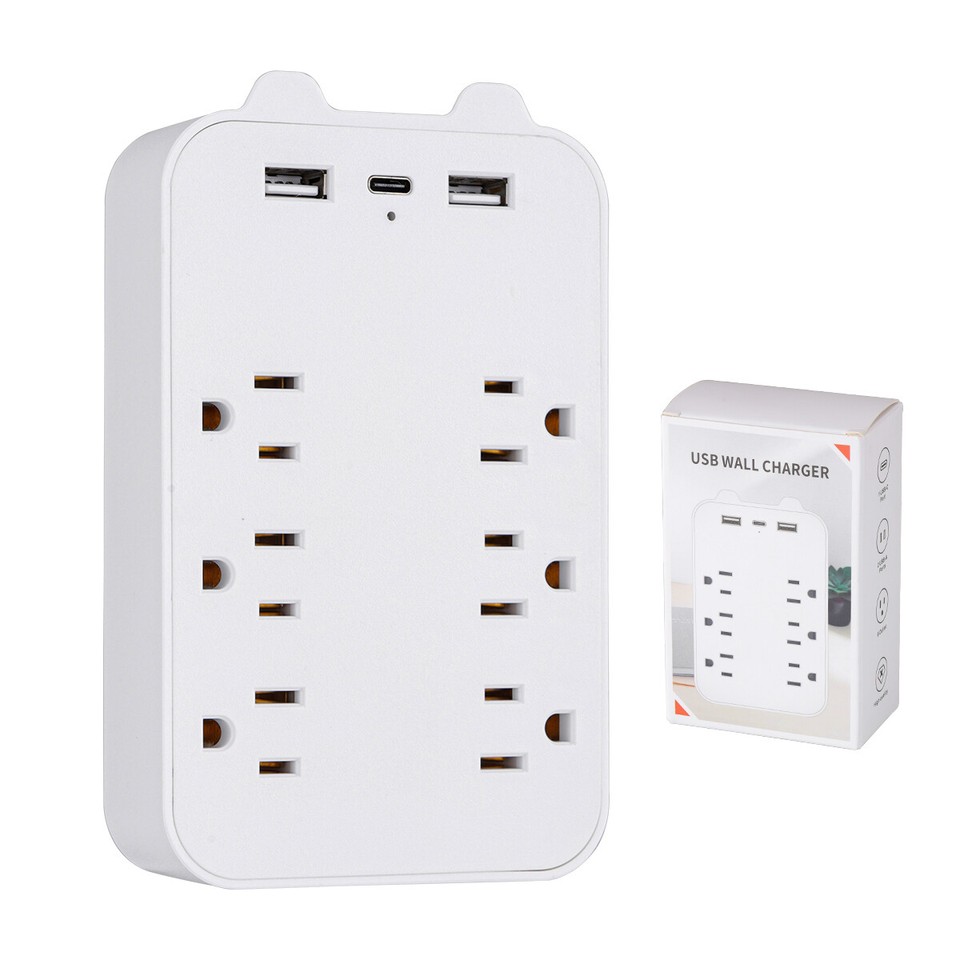 6 Outlet Extender Surge Protector Multi Plug Wall Adapter 9 in 1 w/ USBA USB C | eBay