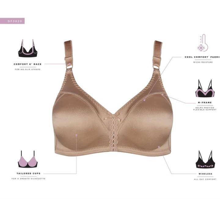 Bali Double Support Cotton Blend Wirefree Bra White Size 38C 1644 | eBay