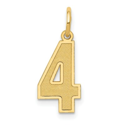 14k Yellow Gold Medium Satin Number # 4 Charm Pendant 0.87 Inch | eBay