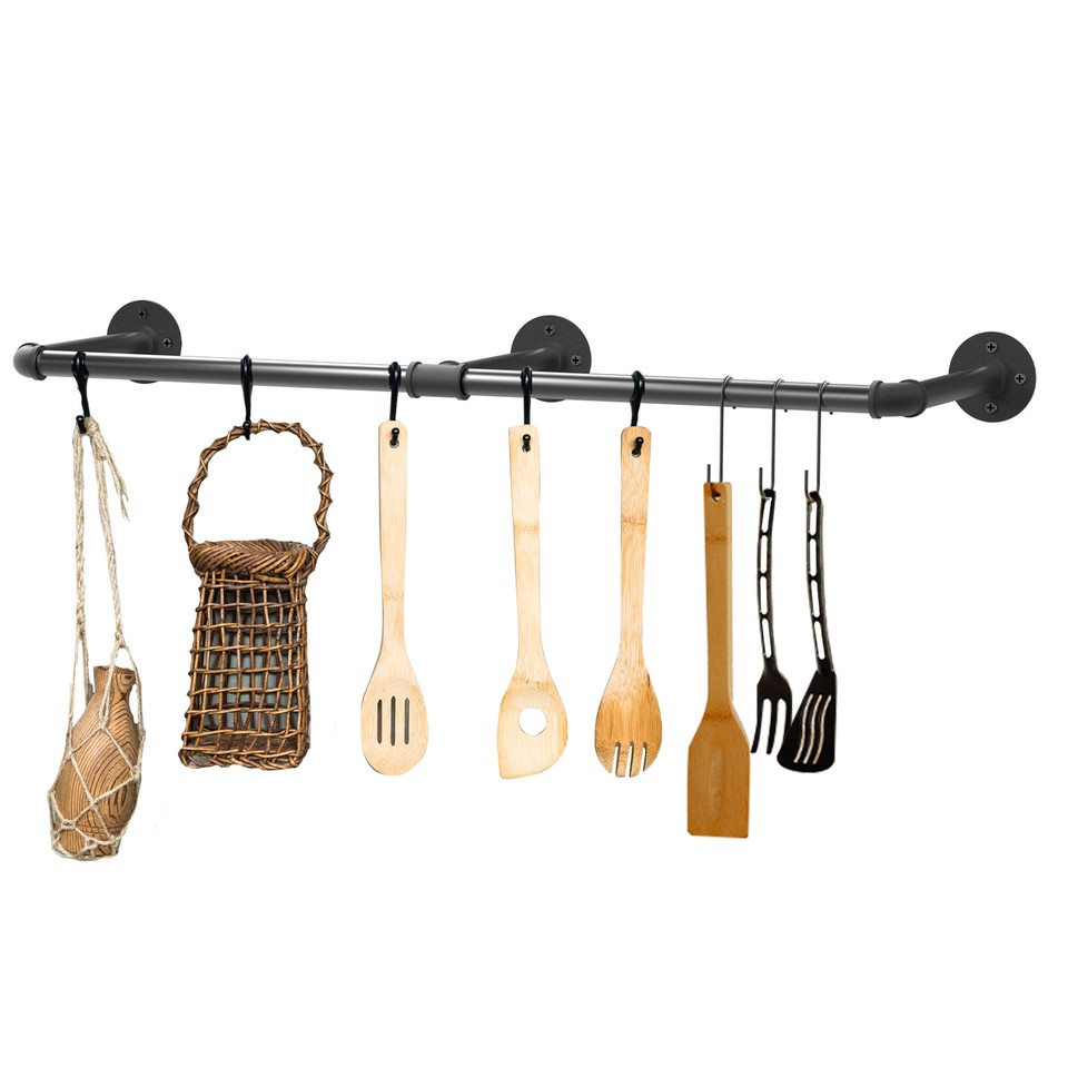 Strong Cast Iron Industrial Pipe Clothes Rack Garment Bar Hanging Rod ...