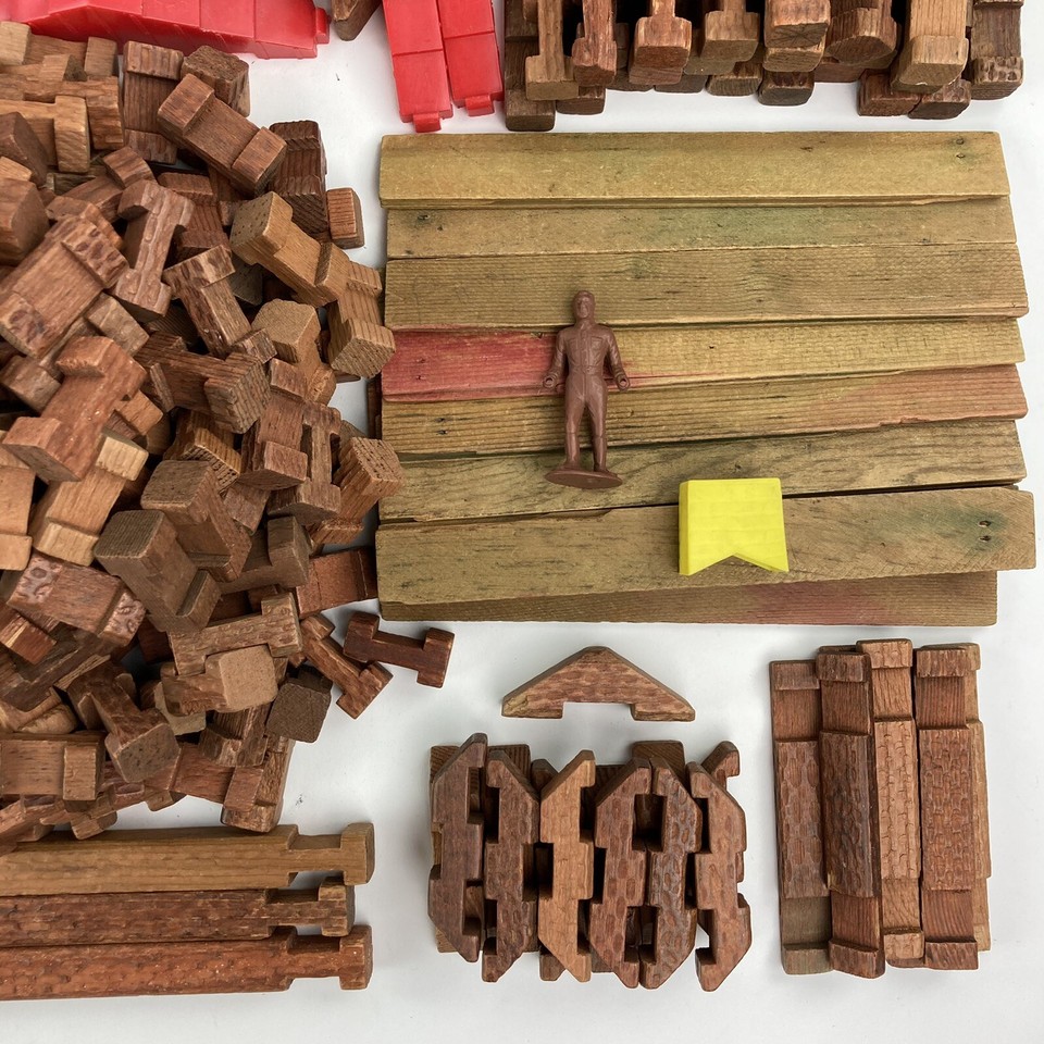 HUGE Vintage Halsam American Square Logs Building Set Lot w/ Lid Mid ...