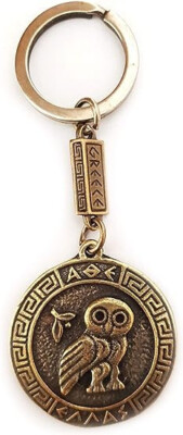 Keyring Ancient Coin Owl of Athena Shield Goddess Athena Keychain G | eBay