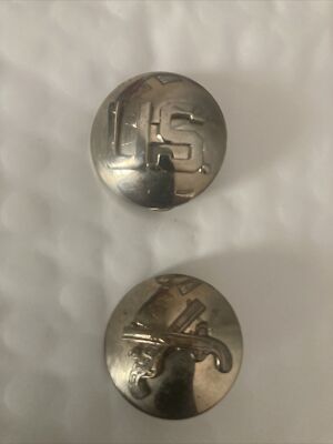 (2) VINTAGE U.S. ARMY MILITARY BRASS INSIGNIA BACK DOUBLE POST PIN BACK ...