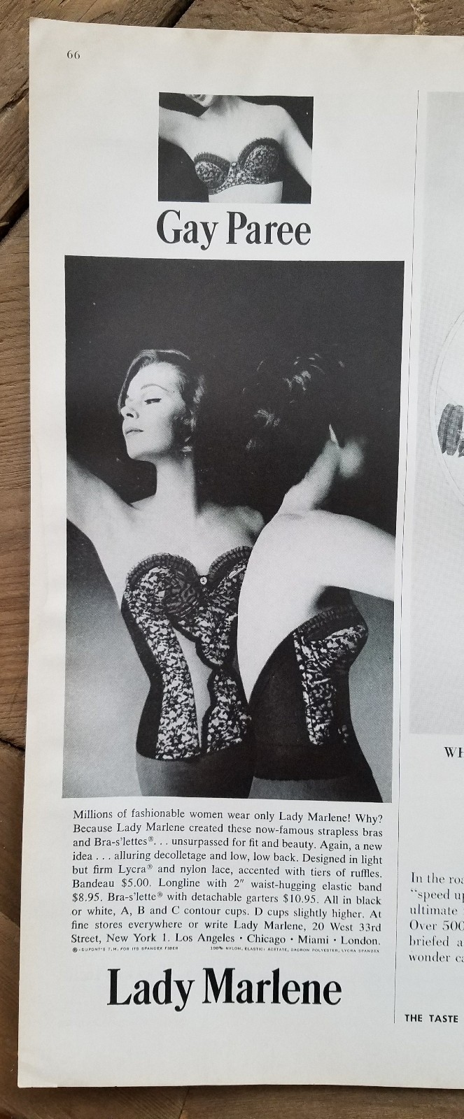 1963 women's Lady Marlene gay paree black lace longline bra fashion ad ...